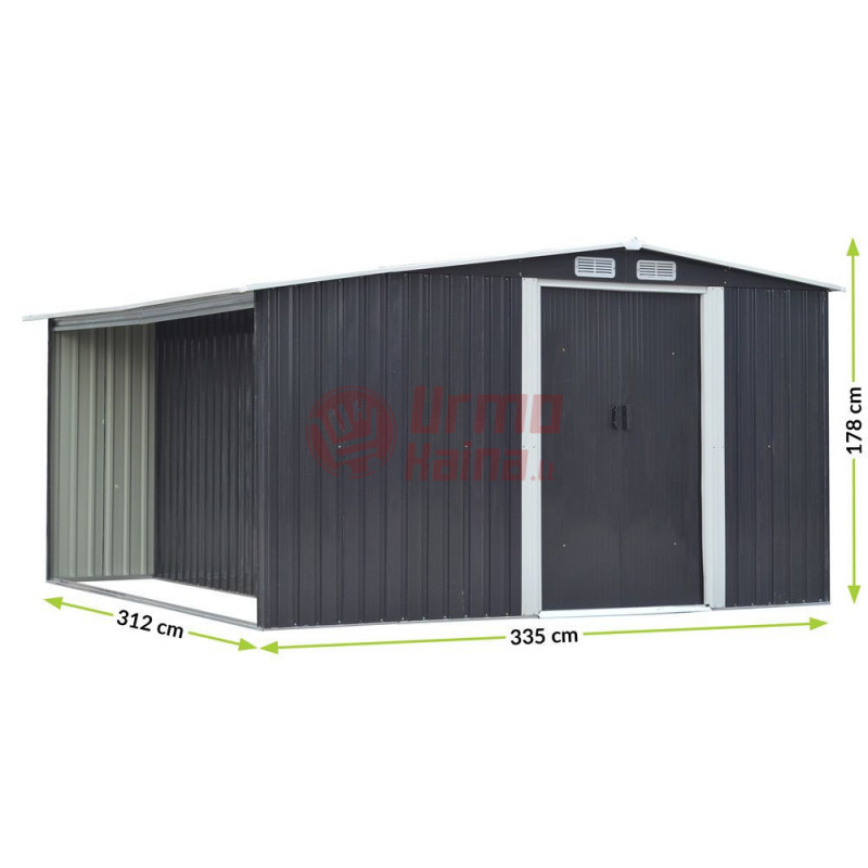 Plieninis sandėliukas su malkine