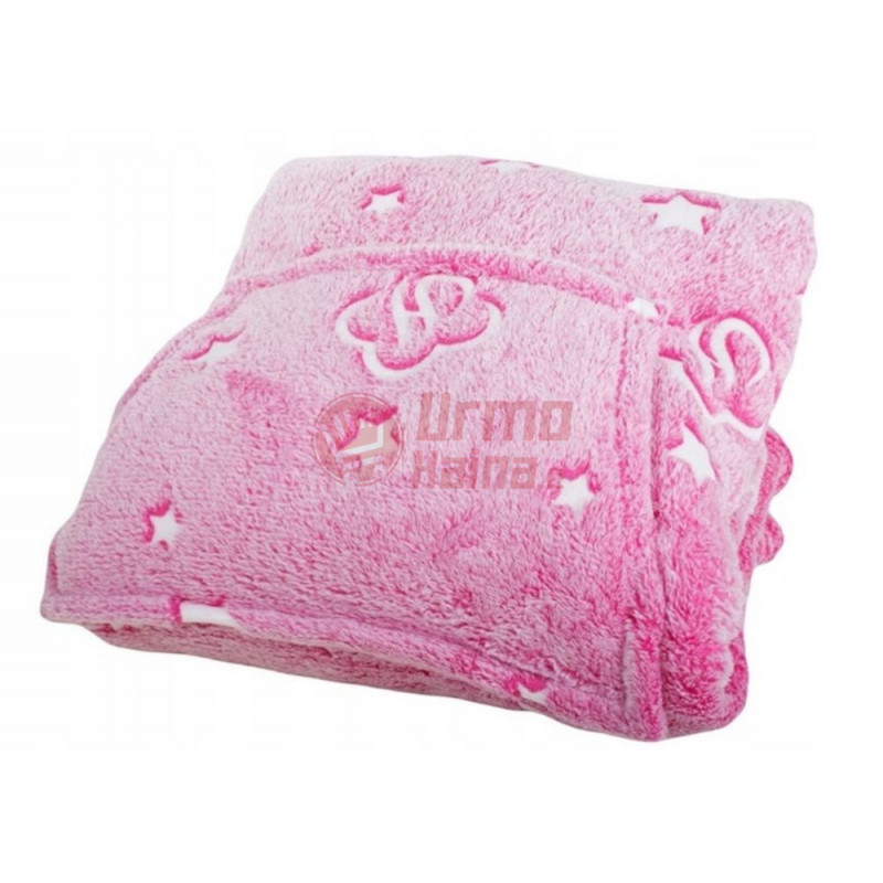 Oversize XXL minkštas džemperis - pledas su žvaigždėmis, rožinis 2in1