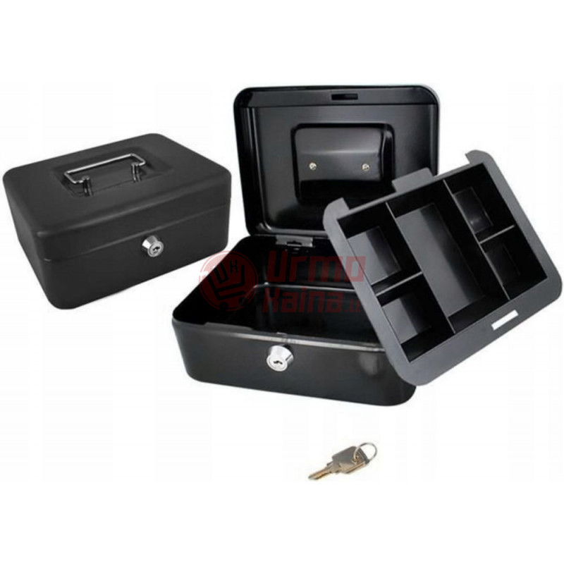 Rakinama metalinė pinigų dėžutė, juoda