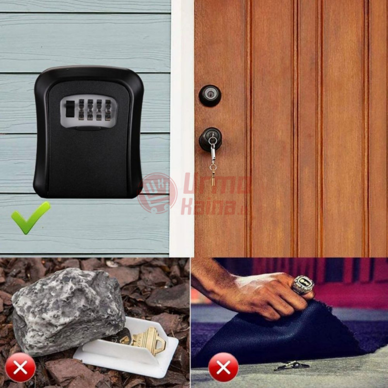 Kodinė dėžutė raktams MTC 12x9 cm, juoda spalva