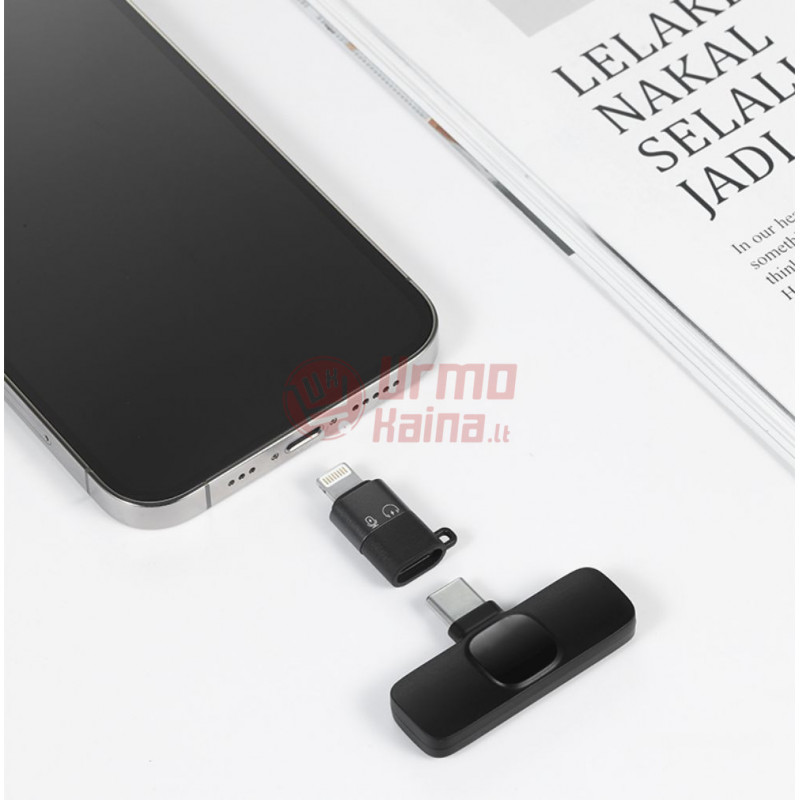 Mikrofonas telefonui K9, 2 vnt, Type-C ir Lightning jungtis