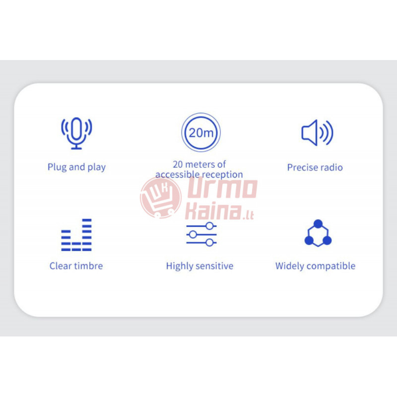 Mikrofonas telefonui K9, 2 vnt, Type-C ir Lightning jungtis