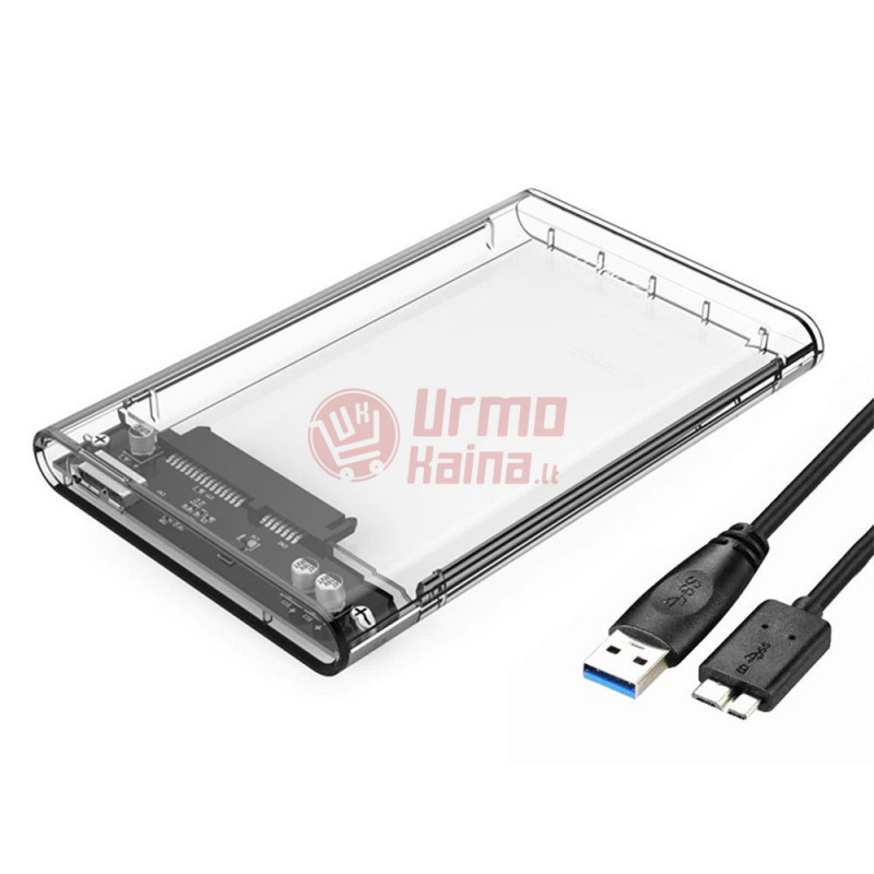 Skaidrus išorinio kietojo disko HDD SSD dėklas USB 3.0 HC01