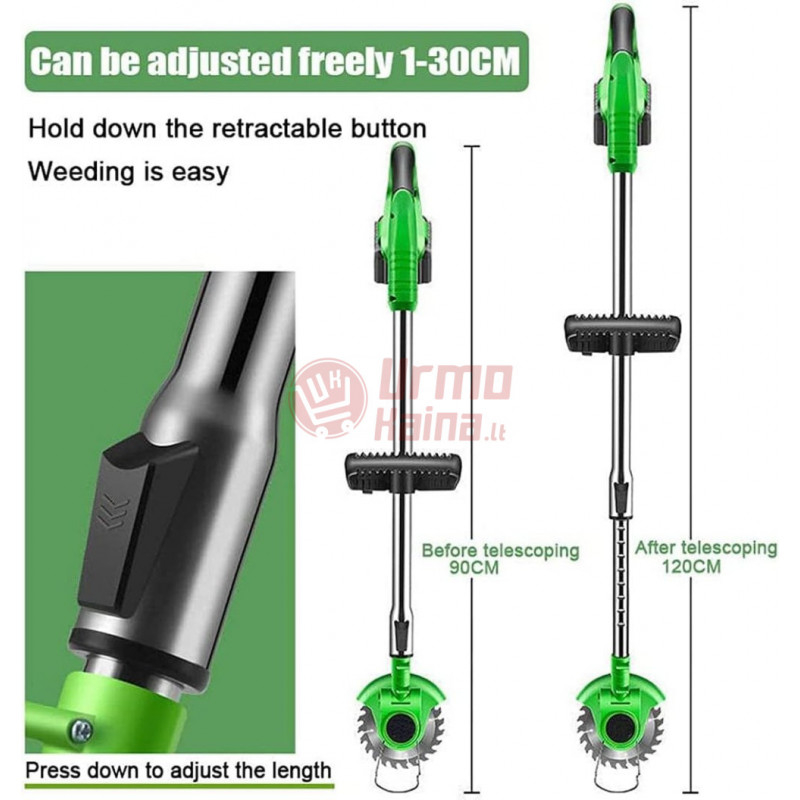 Akumuliatorinis trimeris su ratukais ir priedais DM2