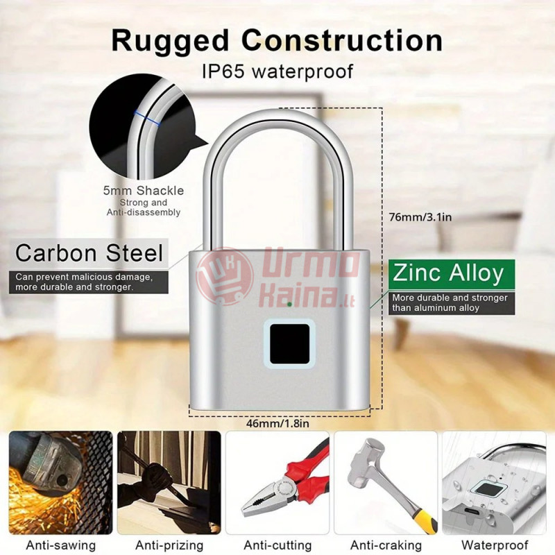 Išmanioji spyna, atrakinama piršto antspaudu SL02