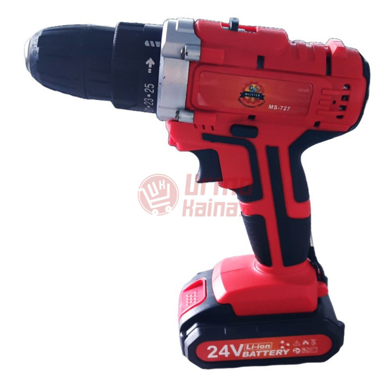 Akumuliatorinis suktuvas-gręžtuvas, 2 akumuliatoriai su krovikliu + priedai MEISTER MS727