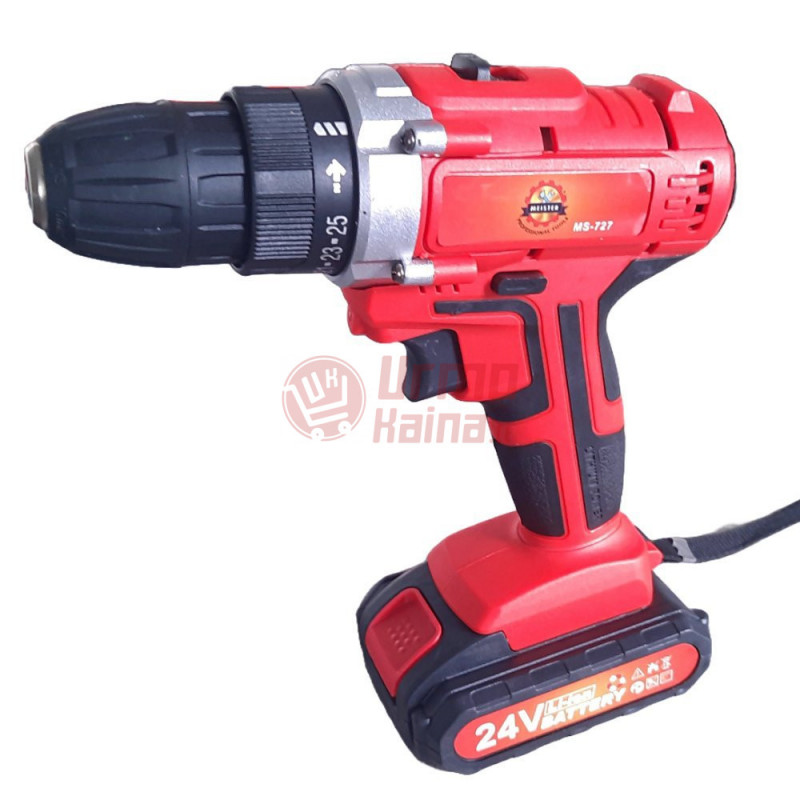 Akumuliatorinis suktuvas-gręžtuvas, 2 akumuliatoriai su krovikliu + priedai MEISTER MS727