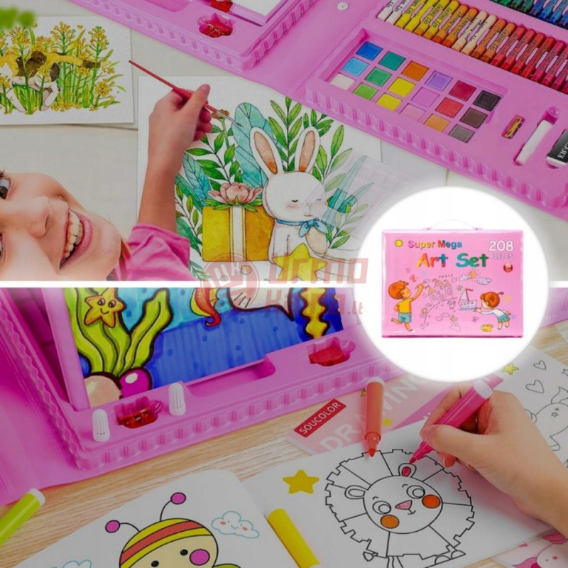 Tapybos-piešimo rinkinys lagamine 208 vnt.