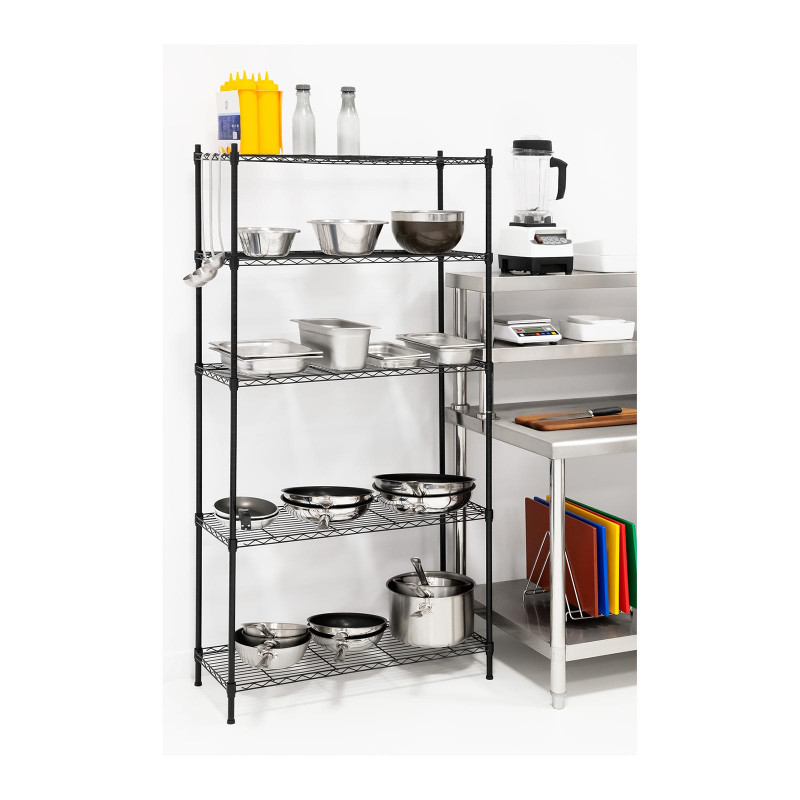 Metalinė sandėliavimo lentyna - 350 x 900 x 1800 mm - juoda