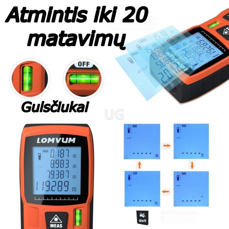 LAZERINIS ATSTUMO MATUOKLIS | Matavimas iki 50 m