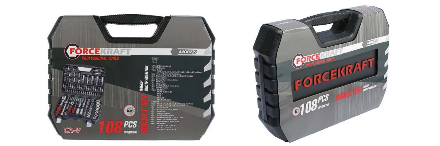 Įrankių galvučių komplektas FORCEKRAFT 108 dalių