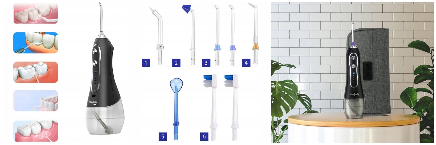 Įkraunamas nešiojamas irigatorius HF-6 + 8 antgaliai