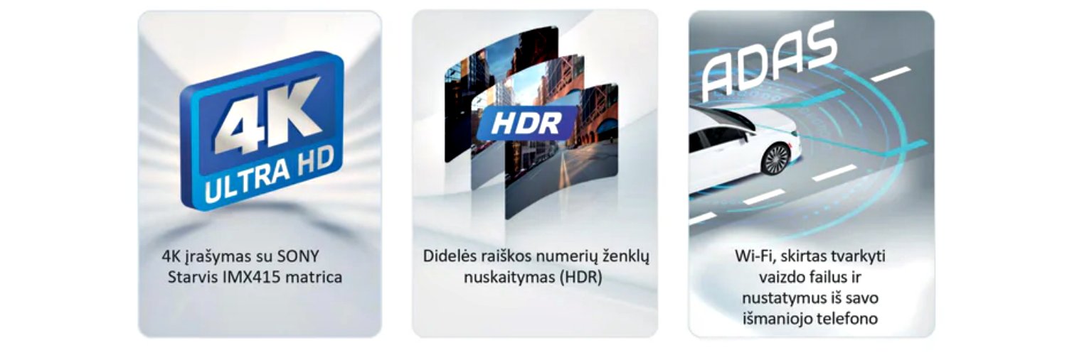 Vaizdo registratorius Neoline Argus 4K Wi-Fi DUAL su GPS duomenų baze